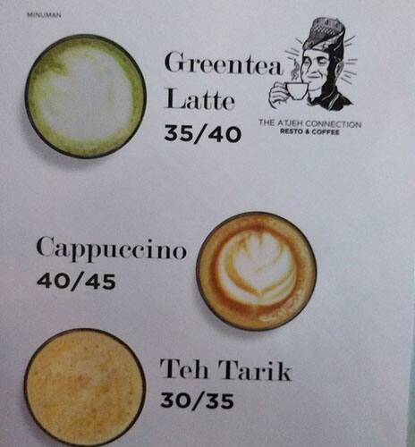 Menu at The Atjeh Connection Sabang cafe, Jakarta