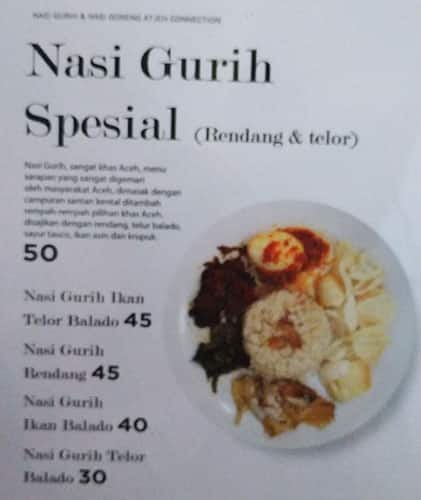 Menu at The Atjeh Connection Sabang cafe, Jakarta