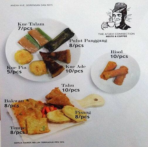Menu at The Atjeh Connection Sabang cafe, Jakarta