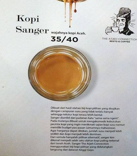 Menu at The Atjeh Connection Sabang cafe, Jakarta