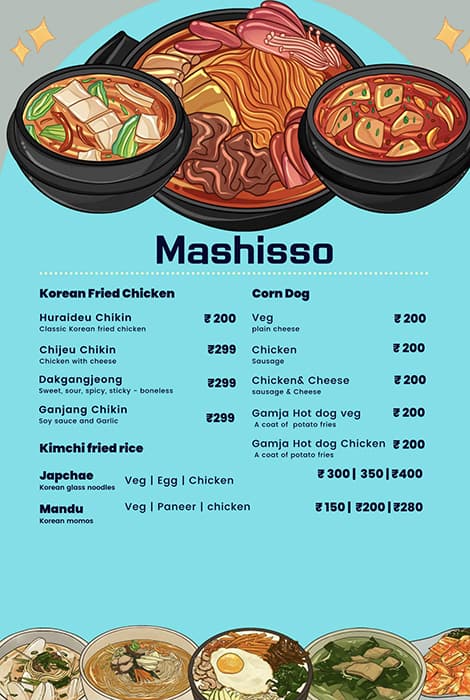 Menu of Mashisso, Sainikpuri, Secunderabad