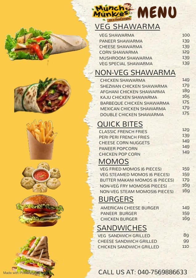 Menu of Munch Munkies, Himayath Nagar, Hyderabad