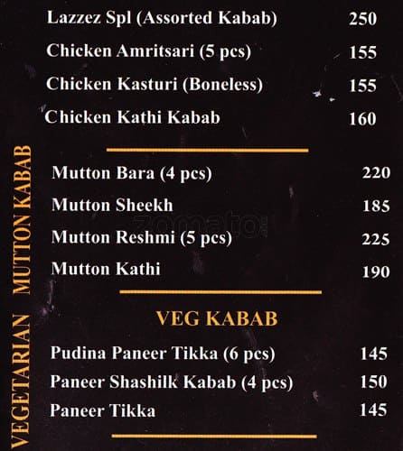 Menu at LAZEEZ, Bengaluru, No. 157