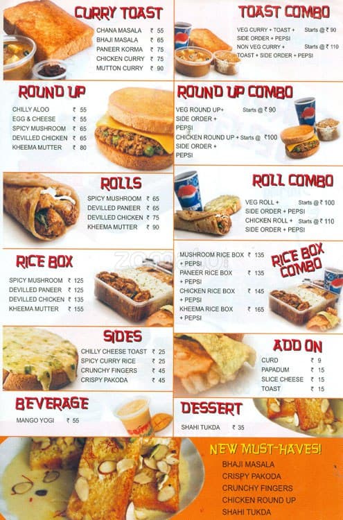 Menu at Curry Toast, Bengaluru, Mezzanine Floor