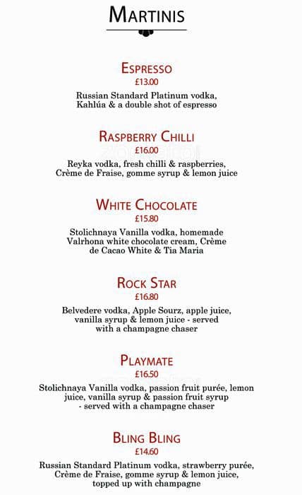 Menu at Boisdale of Belgravia restaurant, London