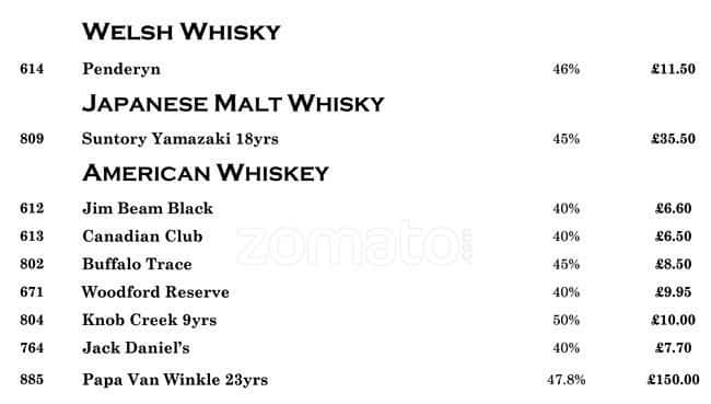 Menu at Boisdale of Belgravia restaurant, London