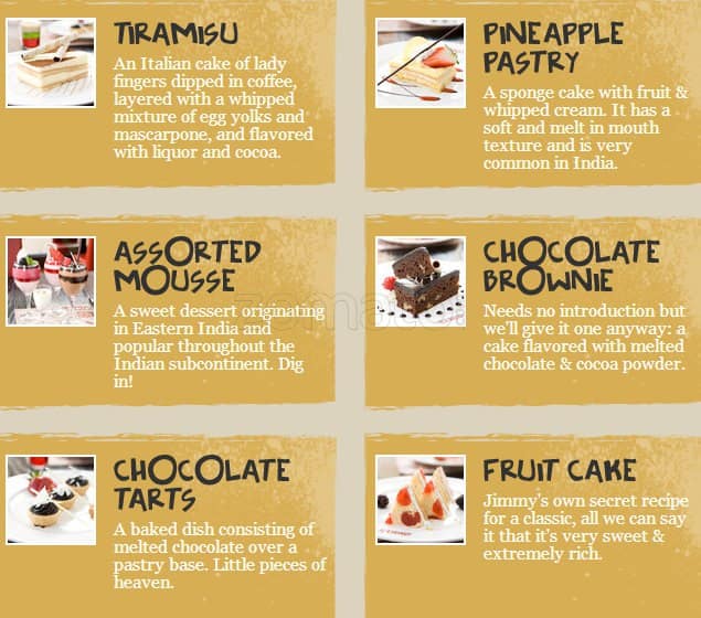Menu at Jimmy's Restaurants, London, London Designer Outlet Centre