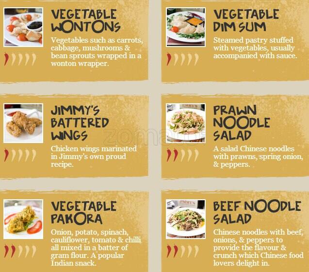 Menu at Jimmy's Restaurants, London, London Designer Outlet Centre