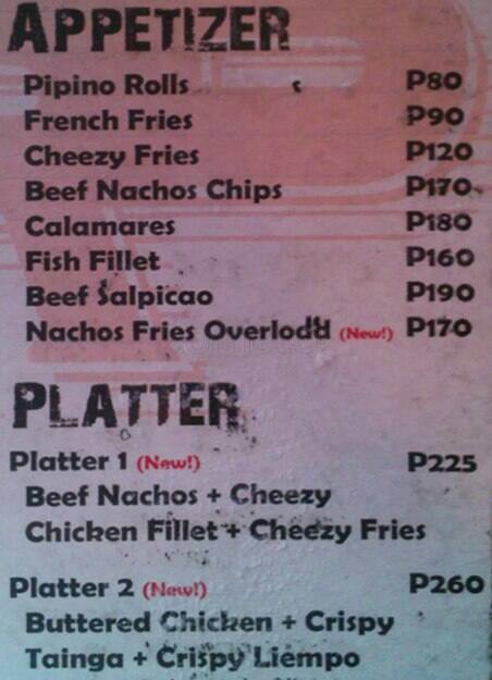Menu at Barries Resto Bar, Makati, Malugay Street