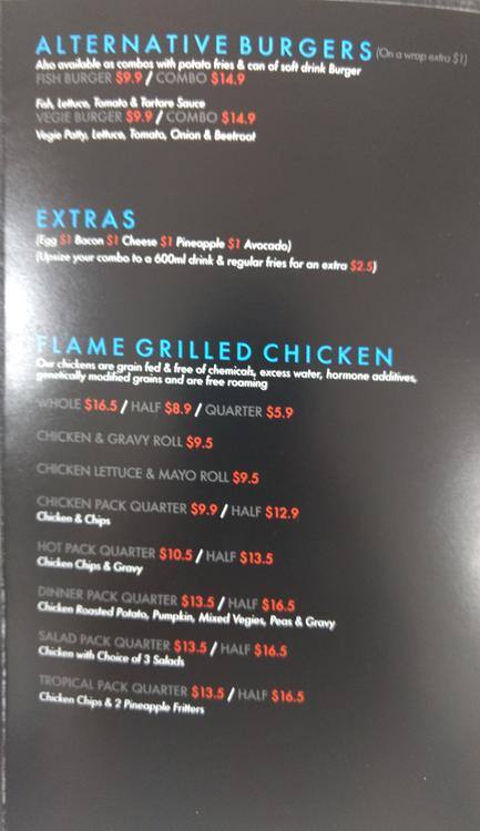 Menu at Chickens Plus restaurant, Waterloo, 11/1 Crystal St