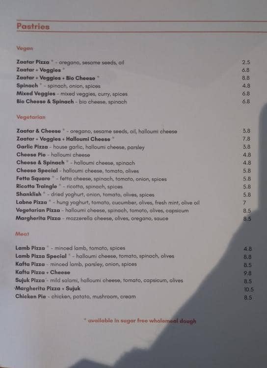 Menu at Cedar Bakery Preston, Preston