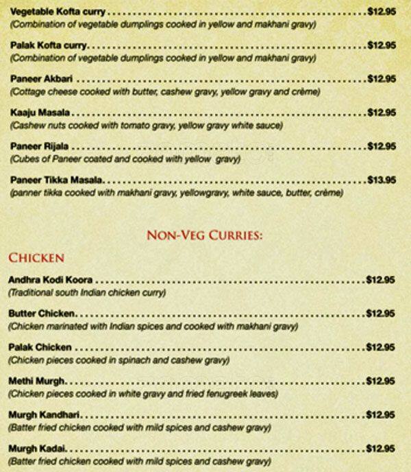 Menu at Alankrita restaurant, Hoppers Crossing