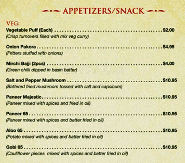 Menu at Alankrita restaurant, Hoppers Crossing