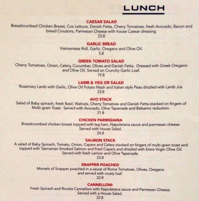 Menu at Casa Bianchi restaurant, Mount Hawthorn