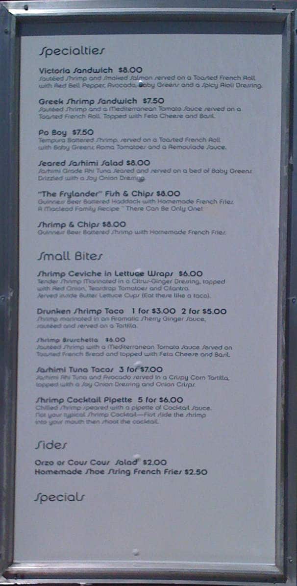 Menu at Shrimp Pimp, Los Angeles