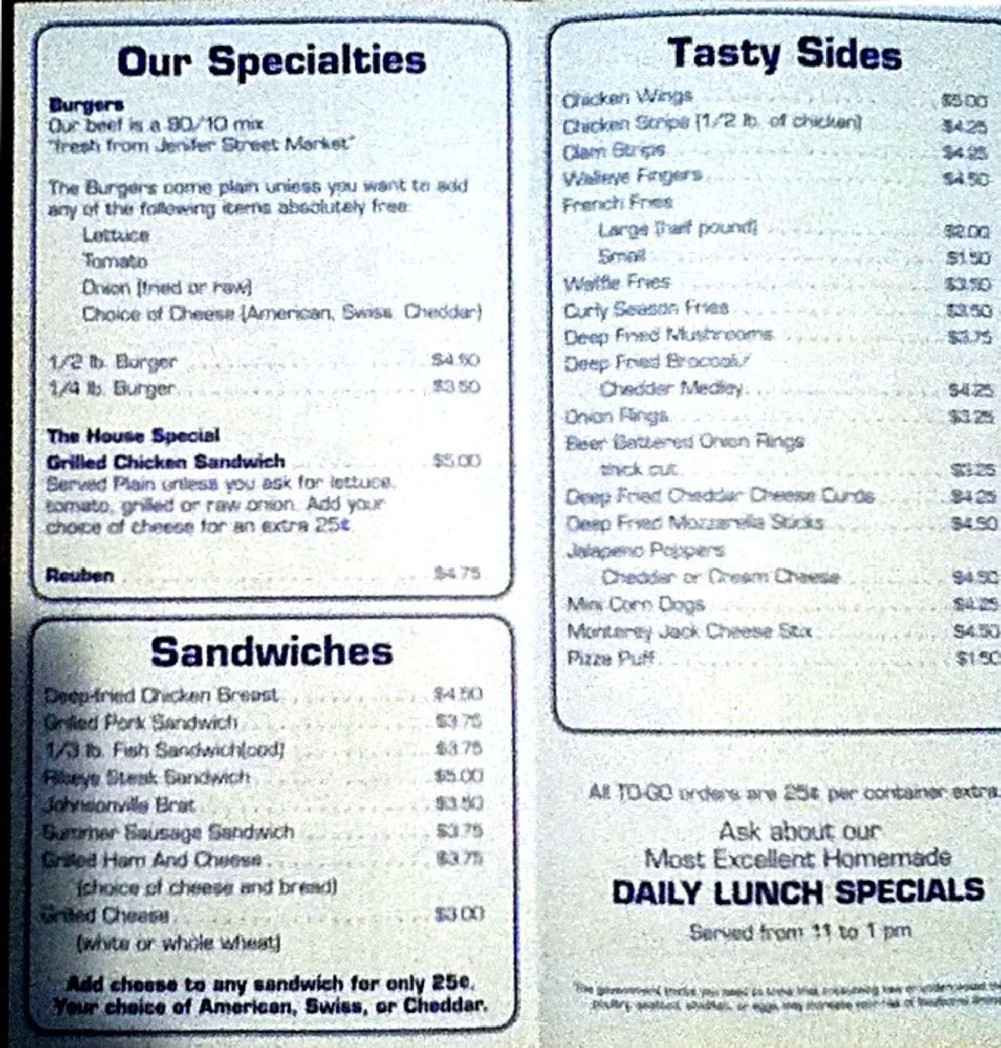 Menu at Slices Bar & Grill, Madison