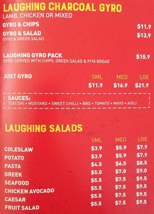 Menu at The Laughing Rooster fast food, Edithvale