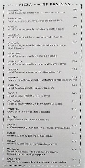 Menu at VIA CONDOTTI restaurant, Balwyn North
