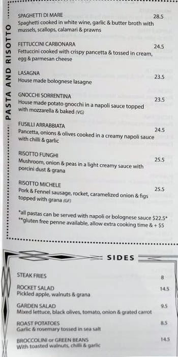 Menu at VIA CONDOTTI restaurant, Balwyn North