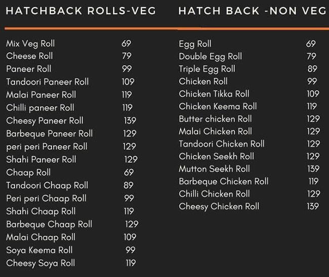 Menu of The Roll Guru, Rohini, New Delhi