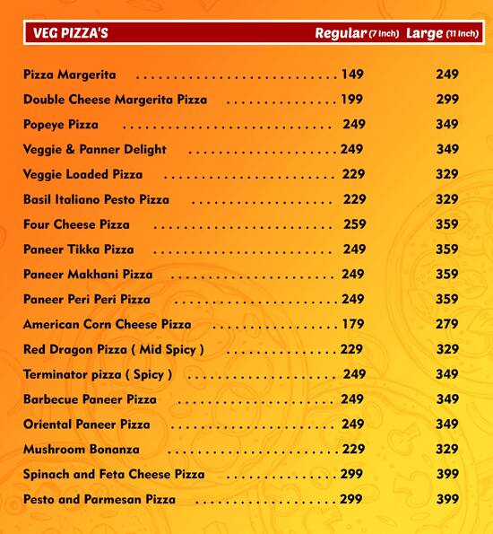 Menu of Popstar Pizza & Shakes, Nariman Point, Mumbai