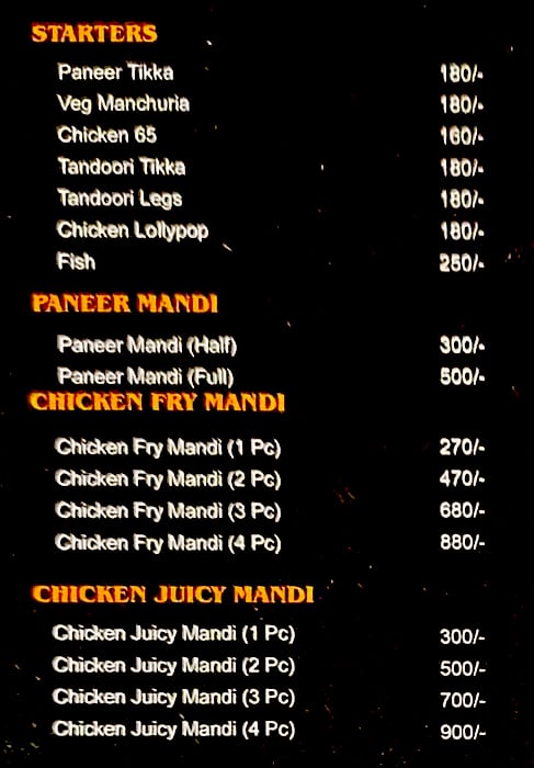 Menu of Ghost Mandi Restaurant, Chanda Nagar, Hyderabad