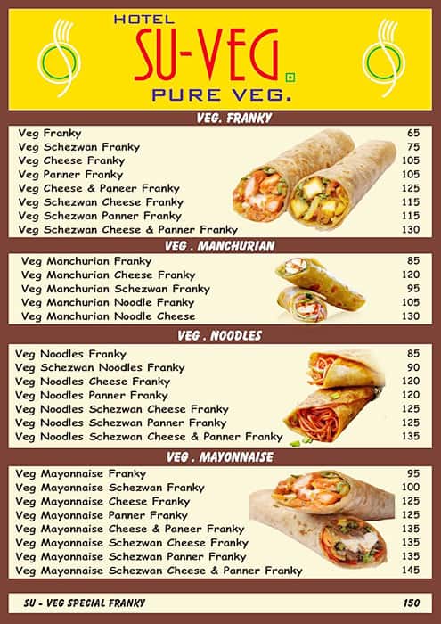 Menu of Su-Veg, Borivali East, Mumbai