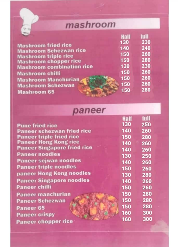 Menu of Vicky Chinese, Borivali East, Mumbai