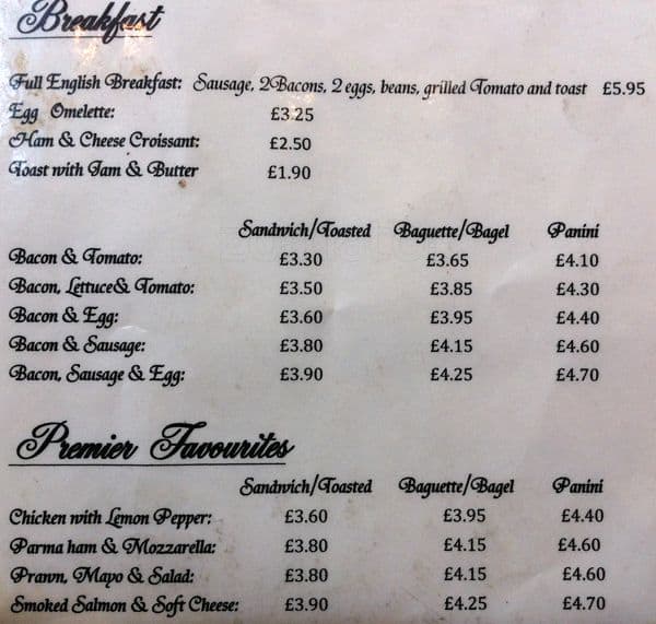 Menu at The Magic Cafe, London, 359 Fulham Palace Rd