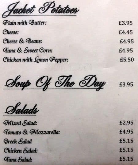 Menu at The Magic Cafe, London, 359 Fulham Palace Rd