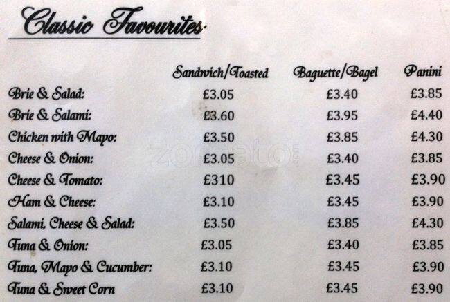 Menu at The Magic Cafe, London, 359 Fulham Palace Rd