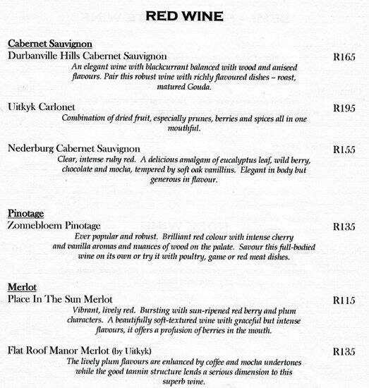 Menu at Carvers Restaurant & Pub, Randburg