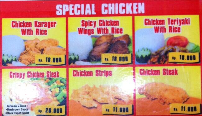 Carta de Caldera Fried Chicken, Tangerang, 88 Food Court