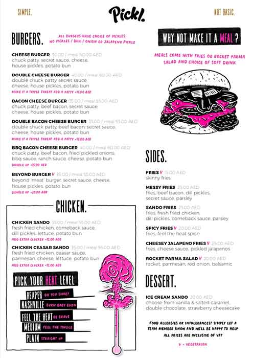 Pickl. menu, Menu restauracji Pickl., Jumeirah Lake Towers (JLT), Dubai ...