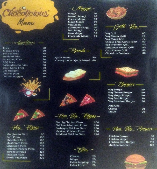 Menu of Cafe Chocolicious, Ambattur, Chennai