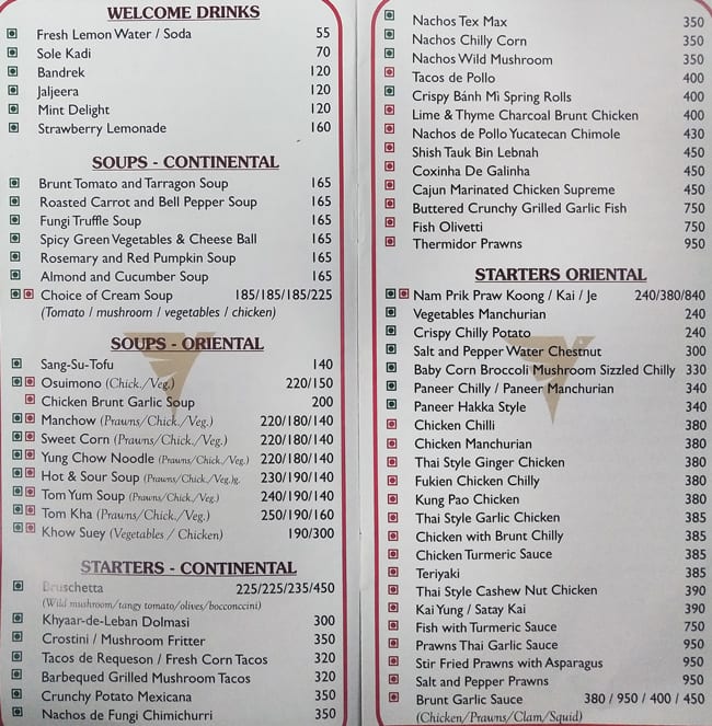 Menu of Hotel Vihang Orchid, Manpada, Thane West, Thane