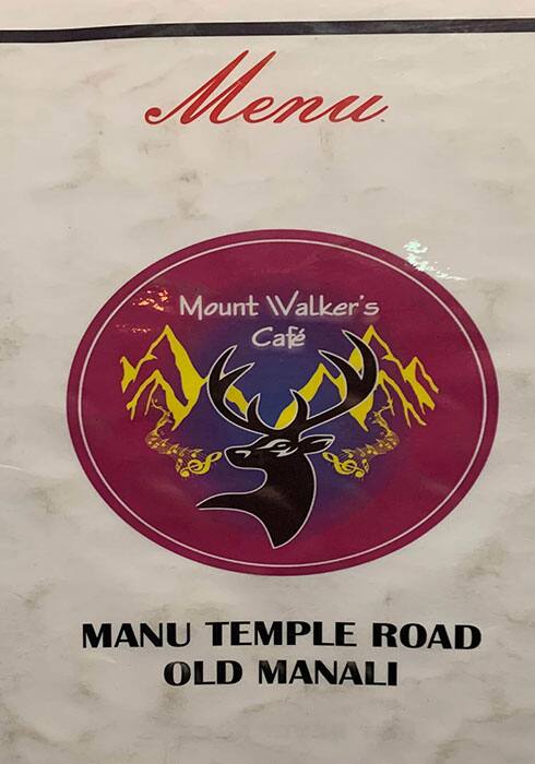 Menu of Mount Walkers, Old Manali, Manali