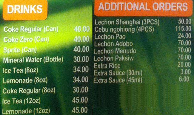 Menu at Bellychon restaurant, Makati