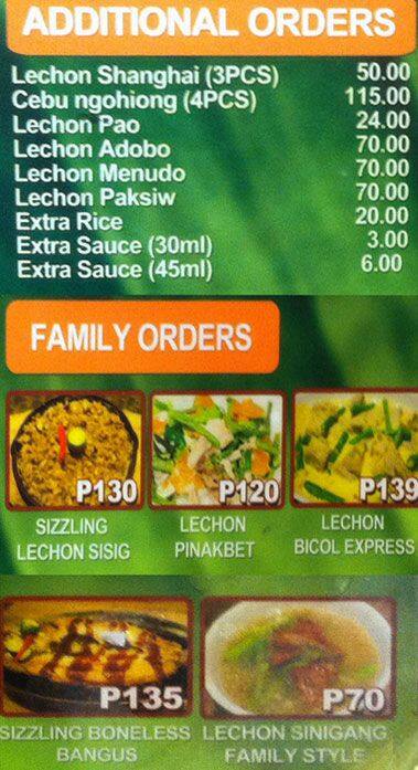 Menu at Bellychon restaurant, Makati