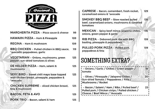 Menu at De Kelder, Cape Town, Vodacom Golf Village