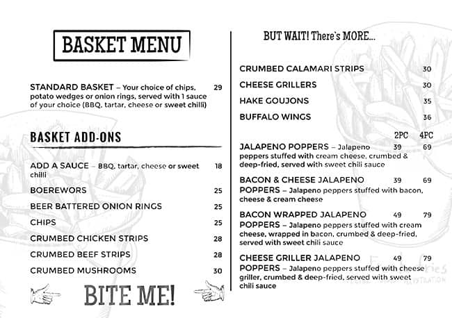 Menu at De Kelder, Cape Town, Vodacom Golf Village