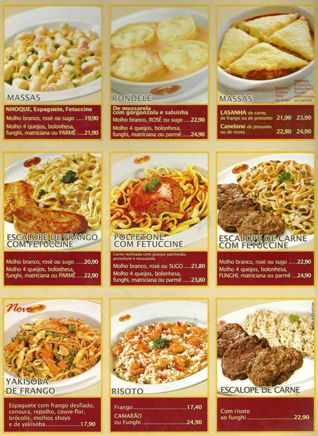 Menu at Parmê Express pizzeria, Rio de Janeiro, BarraShopping