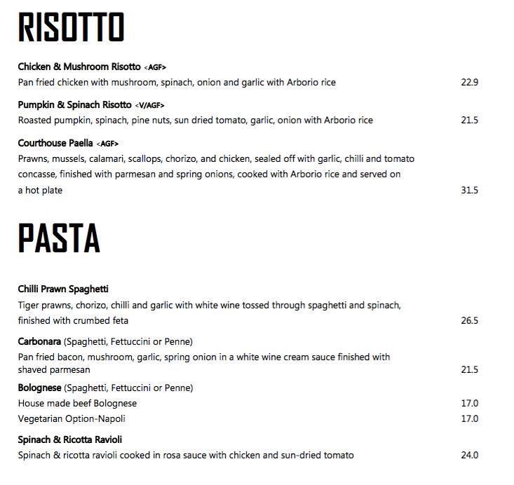 Menu at The Courthouse Hotel pub & bar, Bacchus Marsh