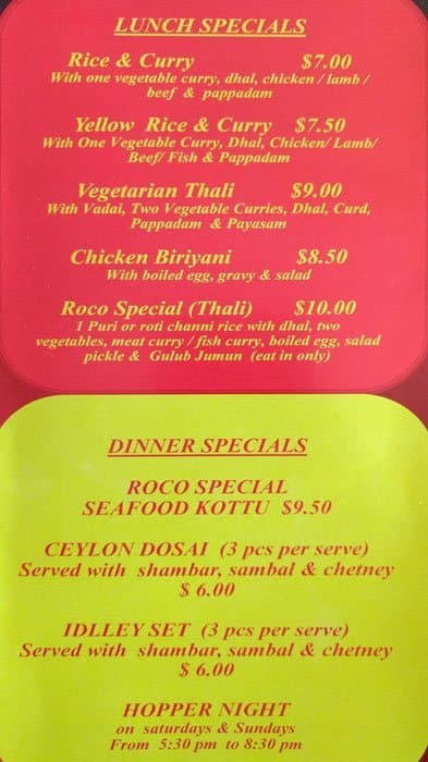 Menu at Roco Restaurant, Dandenong