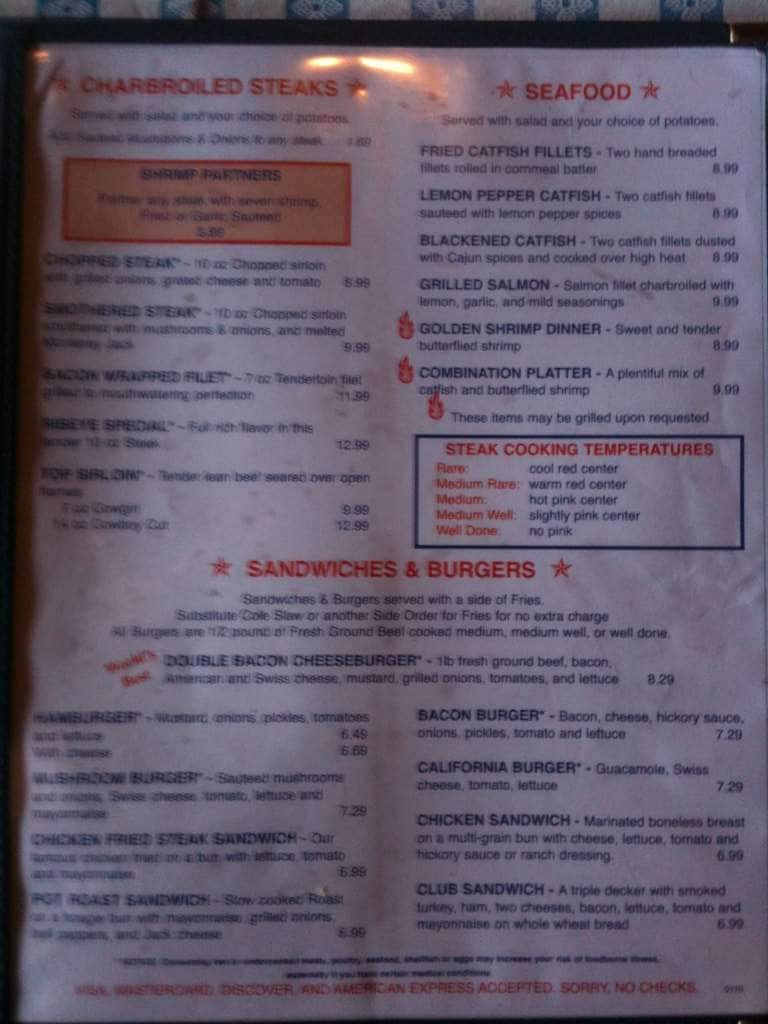 Menu at Goodson's Cafe, Tomball, Tomball Pkwy
