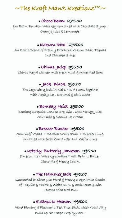 Menu at Spice Kraft, Kolkata