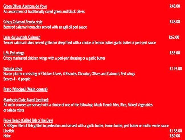 Menu at Laurentina Restaurant Harties, Hartbeespoort