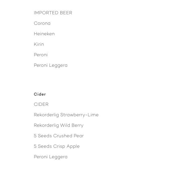 Menu at Centre Bar Brisbane, Brisbane City