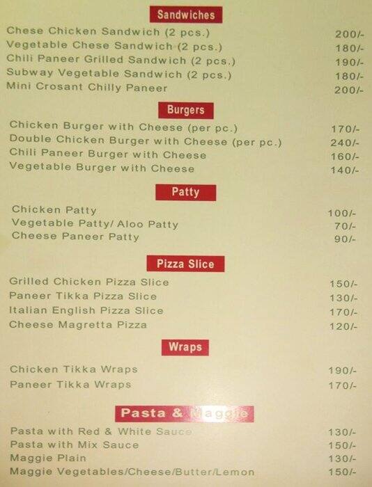Hunger Delight Menu, Menu for Hunger Delight, Tagore Garden, New Delhi ...