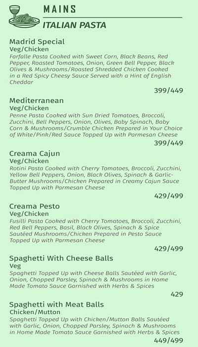 Menu at Elysian: The Bistro Lounge, Vadodara